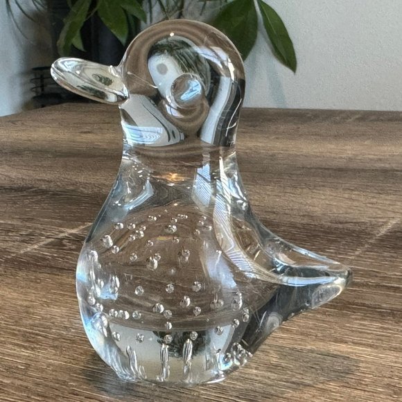 Unmarked | Office | Vintage Blown Glass Clear Duck Paperweight Glass ...
